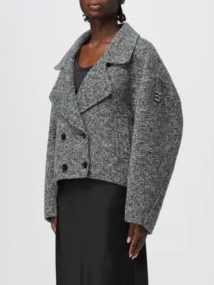 ERMANNO FIRENZE Double Breasted Textured Coat