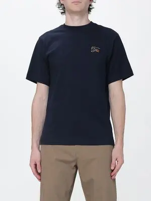 Burberry Cotton T-shirt With Crew Neck And Equestrian Knight Logo Detail - Navy