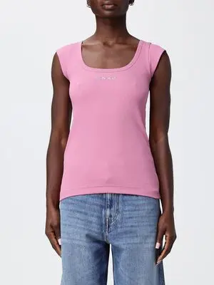 Pinko Cotton Top With Logo - Pink