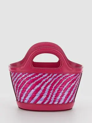 Marni Tropicalia Mini Raffia And Leather Bag With Embroidered Logo