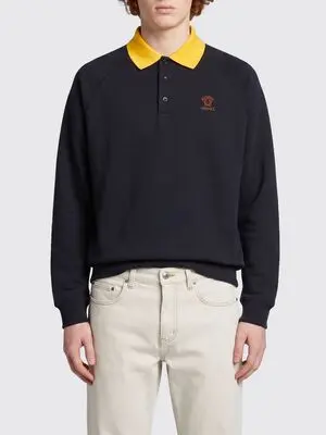 Versace Cotton Polo Shirt With Medusa Logo - Navy