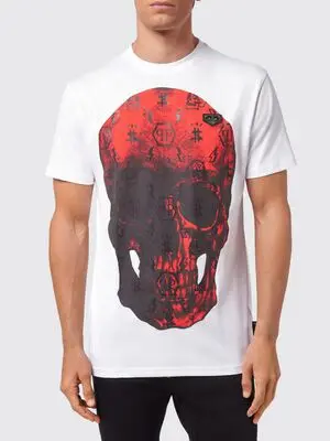 Philipp Plein Cotton T-shirt With Contrasting Back Skull And Logo Print - White