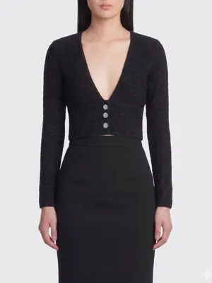 Alessandra Rich Virgin Wool Blend Crop Top - Black