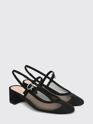 GIANVITO ROSSI Françoise Suede And Mesh Nylon Slingback Pumps