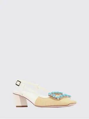 ROGER VIVIER Embellished Canvas And Leather Slingback With Jewel Buckle