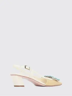 ROGER VIVIER Embellished Canvas And Leather Slingback With Jewel Buckle