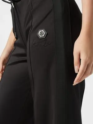 Philipp Plein Wide Leg Trousers With Drawstring Waist - Black