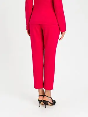TWINSET Stretch Viscose Crêpe Cropped Trousers - Fuchsia