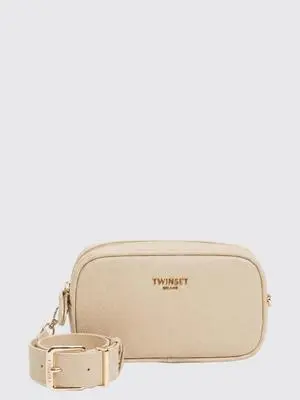 TWINSET Grained Synthetic Leather Crossbody Bag - Sand