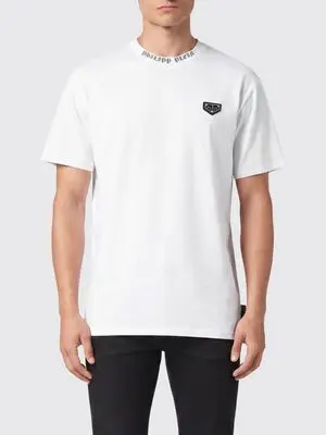 Philipp Plein Cotton T-shirt With Metal Logo Plaque Applied To The Chest - White