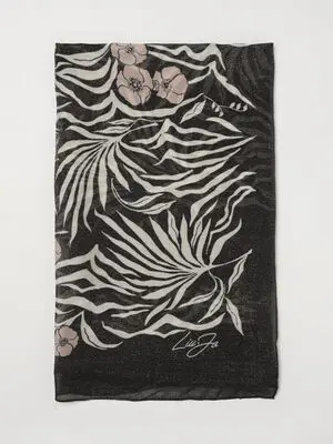 Liu Jo Viscose Blend Stole With Floral Motif - Black