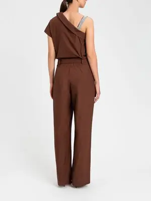 TWINSET Asymmetrical One-shoulder Cotton Jumpsuit
