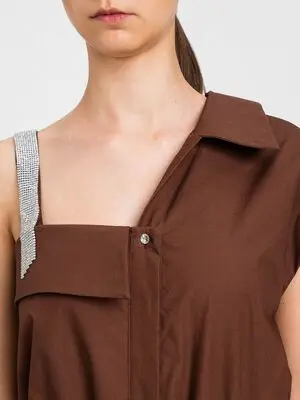 TWINSET Asymmetrical One-shoulder Cotton Jumpsuit