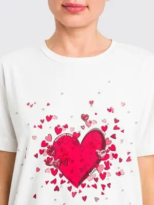 TWINSET Cotton T-shirt With Graphic Heart Print - White