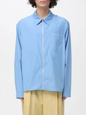 Marni Organic Cotton Shirt With Logo - Blue