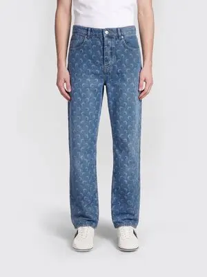 MARINE SERRE Monogram Print Denim Straight Jeans - Gnawed Blue