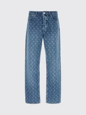 MARINE SERRE Monogram Print Denim Straight Jeans
