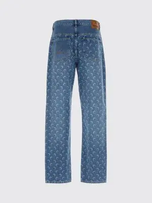 MARINE SERRE Monogram Print Denim Straight Jeans