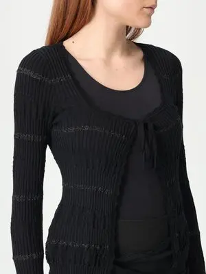Pinko Ribbed Knit Cardigan With Tie Detail