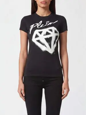 Philipp Plein Slim Fit Stretch Cotton T-shirt With Graphic Logo Print - Black