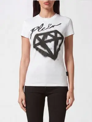 Philipp Plein Slim Fit Stretch Cotton T-shirt With Graphic Logo Print - White
