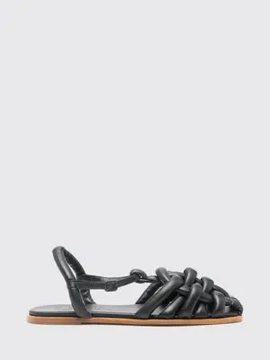 Hereu Braided Leather Slingback Sandals - Black