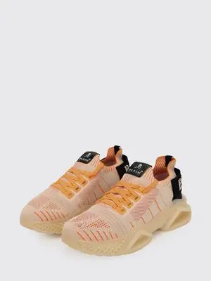 Philipp Plein Crochet Knit Low-top Sneakers With Elasticated Ankle And Logo Detail - Beige