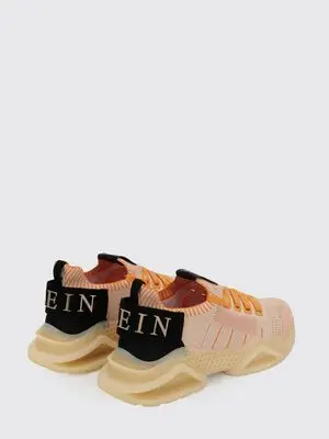 Philipp Plein Crochet Knit Low-top Sneakers With Elasticated Ankle And Logo Detail - Beige