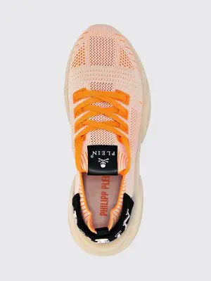 Philipp Plein Crochet Knit Low-top Sneakers With Elasticated Ankle And Logo Detail - Beige