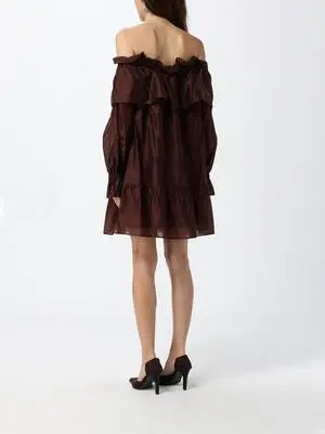 TWINSET Mini Dress In Crêpe - Brown