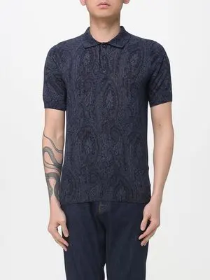 Etro Paisley Cotton Polo Shirt - Blue