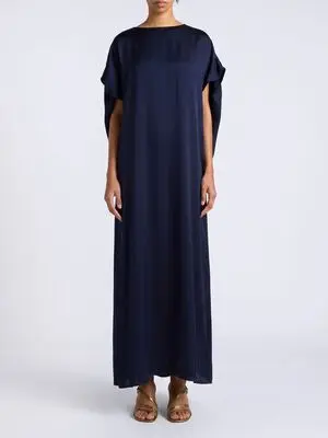 Momoni Satin Long Dress - Blue