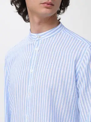 MANUEL RITZ Linen And Cotton Casual Shirt - Sky Blue