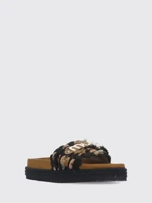 Mou Woven Canvas And Leather Sandals