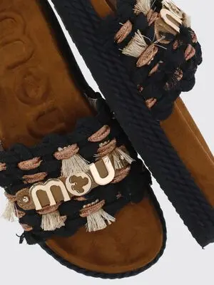 Mou Woven Canvas And Leather Sandals