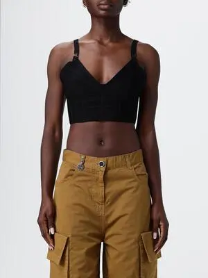 Elisabetta Franchi Stretch Viscose Cropped Top - Black