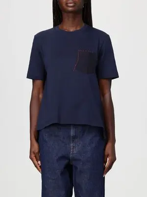 Marni Cotton T-shirt With Patch Pocket - Blue