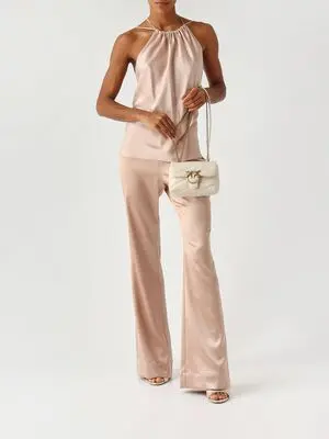 Pinko Satin Flared Trousers - Beige
