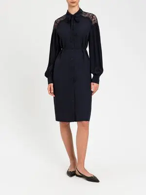 TWINSET Viscose Chemisier Dress With Lace Inserts