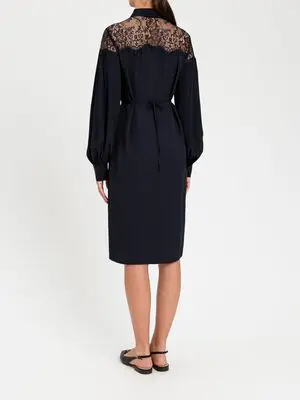 TWINSET Viscose Chemisier Dress With Lace Inserts