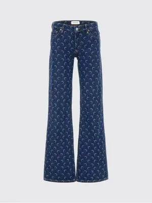 MARINE SERRE Monogram Print Denim Flared Jeans