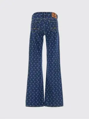 MARINE SERRE Monogram Print Denim Flared Jeans