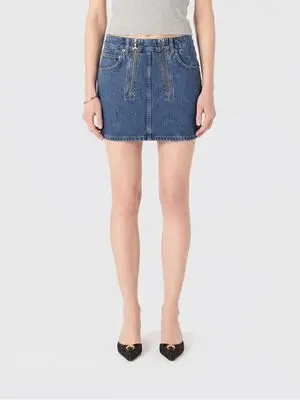 MARINE SERRE Monogram Print Denim Mini Skirt - Gnawed Blue