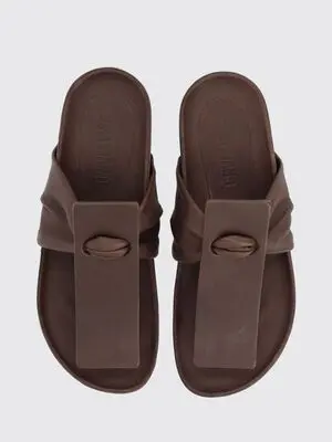 UMA WANG Leather Thong Style Mule Sandals - Brown
