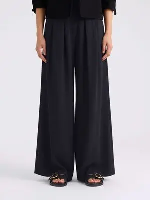 Momoni Silk Blend Wide Leg Trousers - Black