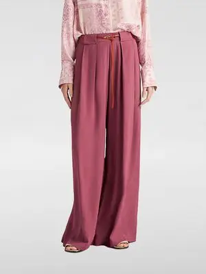 Momoni Silk Blend Wide Leg Trousers - Plum