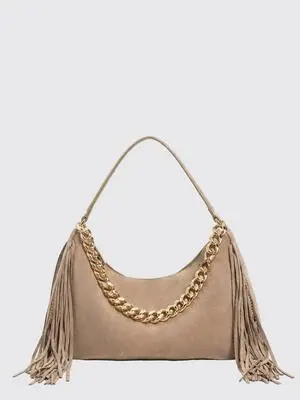 TWINSET Liliane Suede Fringed Bag - Sand