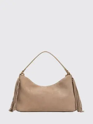 TWINSET Liliane Suede Fringed Shoulder Bag - Sand