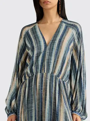 Momoni Striped Viscose Maxi Dress