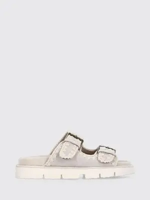 Mou New Bio Suede Sandals With Topstitching - Ivory